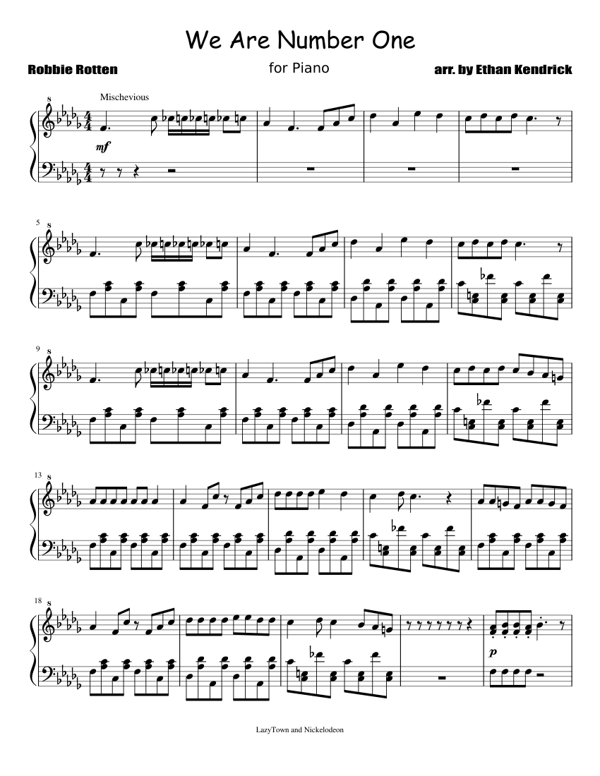 We Are Number One - piano tutorial