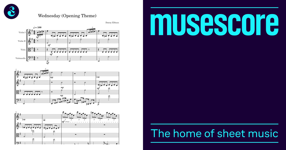 Wednesday Main Titles – Danny Elfman (String Quartet) Sheet Music for ...