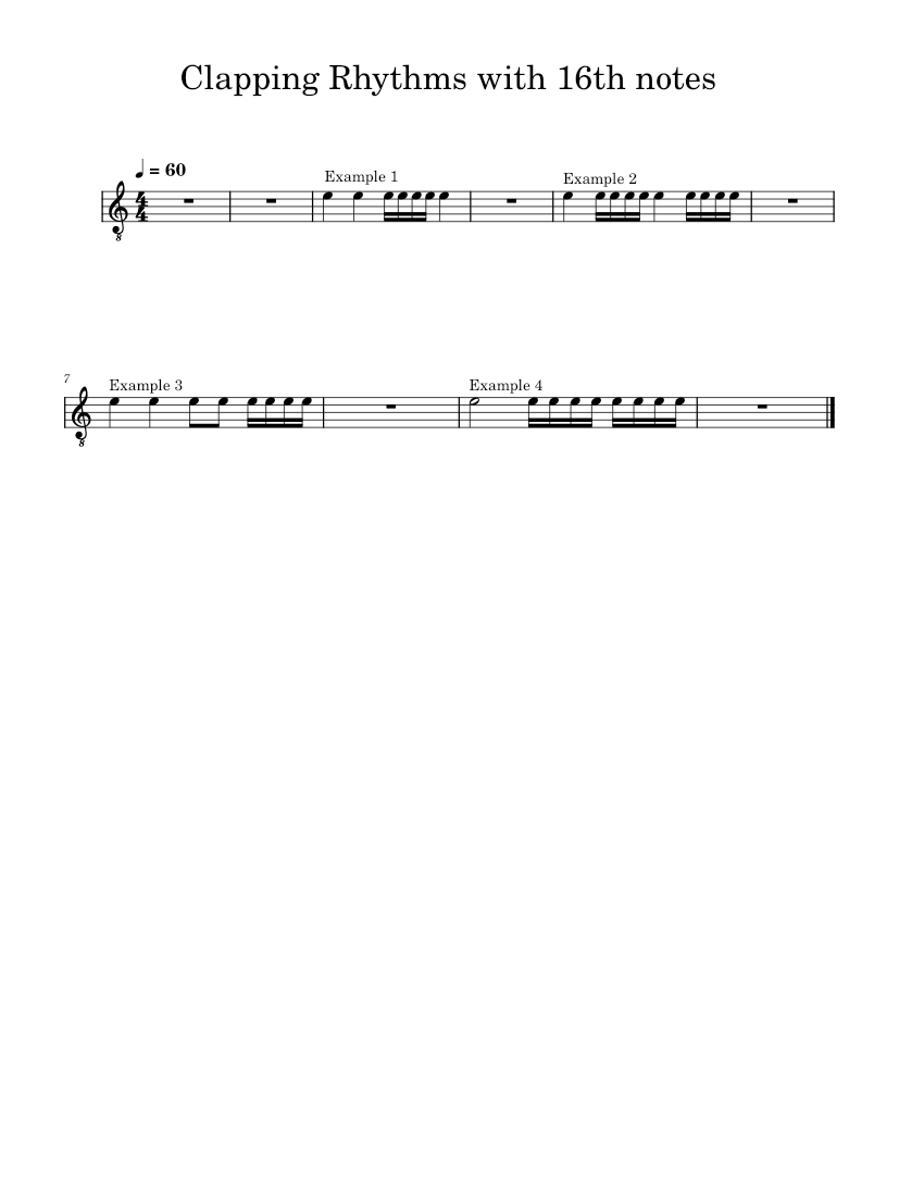 Clapping Rhythms with 16th notes Sheet Music for Guitar (Solo ...