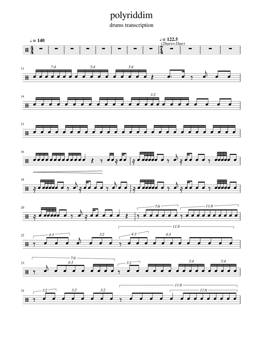 polyriddim Sheet Music for Drum group (Solo) | MuseScore.com