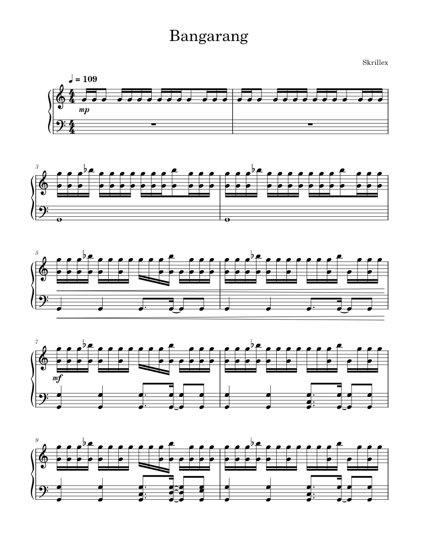 Bangarang – Skrillex Sheet music for Piano (Solo) | Musescore.com