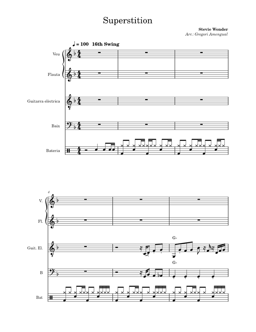 Superstition – Stevie Wonder Sheet Music with Chords for Piano, Flute ...