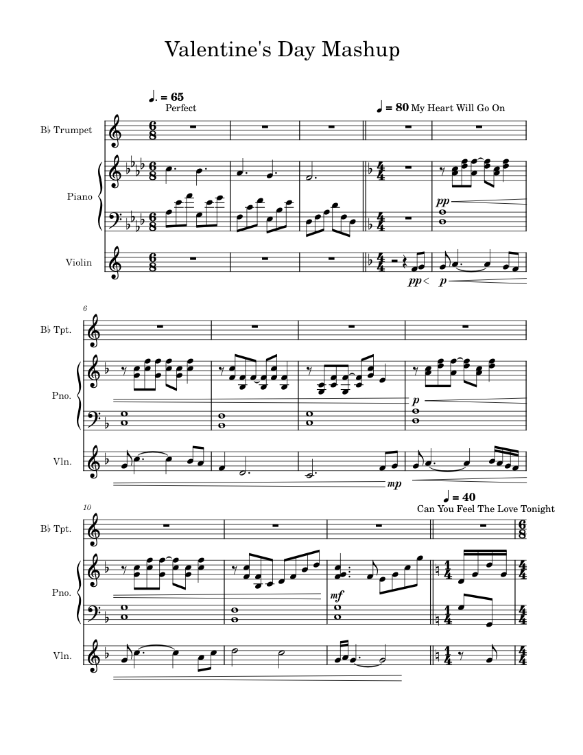 Valentines Medley – Misc Medley Valentines Medley Sheet Music for Piano ...