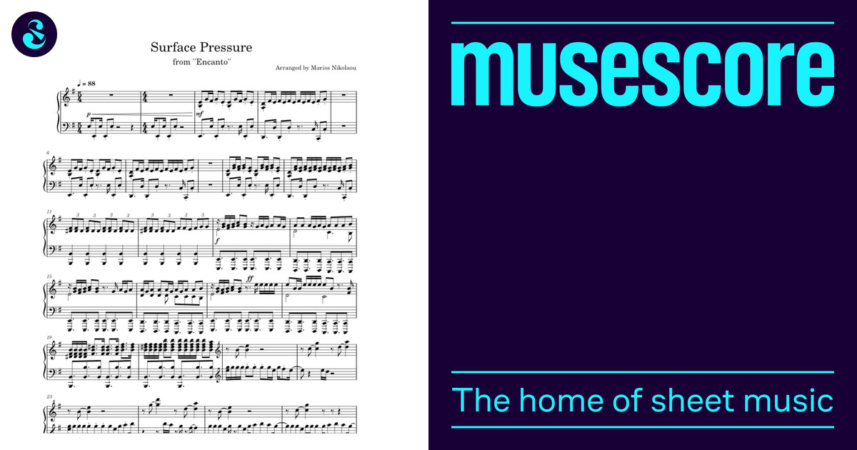 Surface Pressure - from ''Encanto'' - Piano Cover Sheet Music for Piano ...