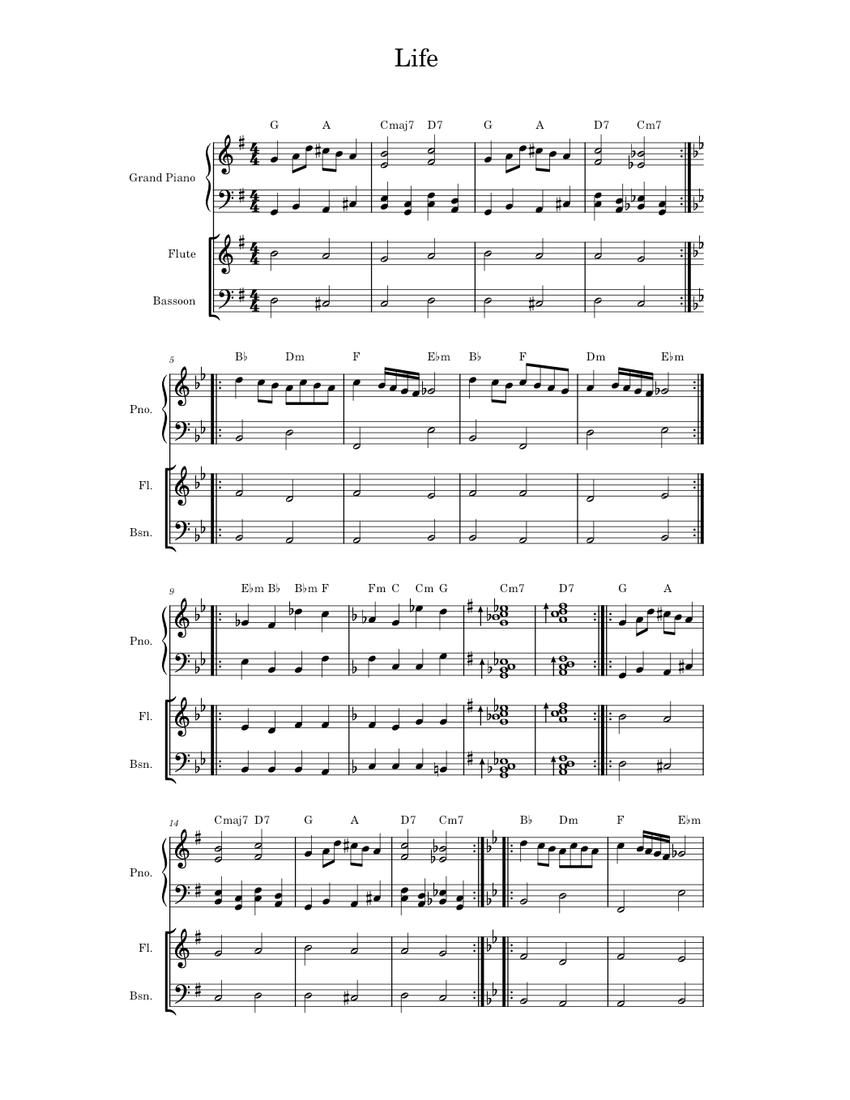 Life Sheet music for Piano, Flute, Bassoon (Mixed Trio) | Musescore.com