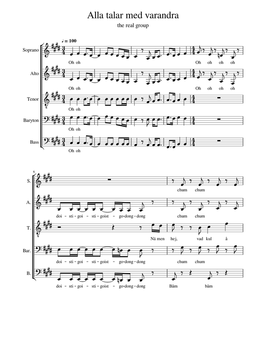 Alla_talar_med_varandra-1 Sheet Music for Soprano, Alto, Tenor, Bass ...