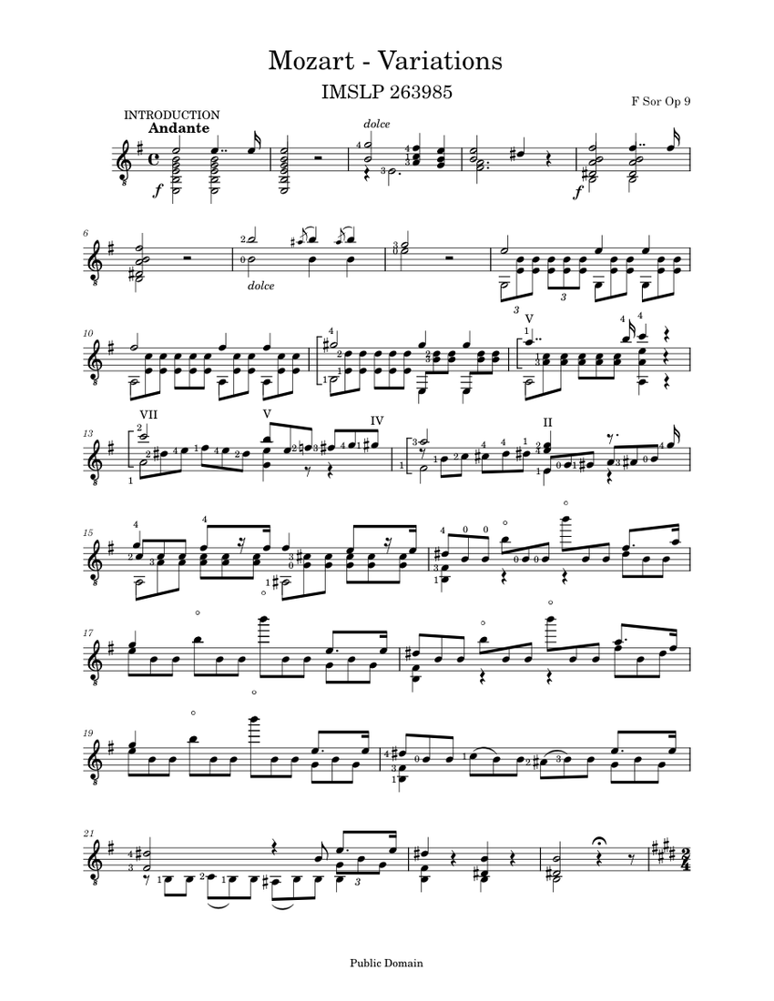 Introduction and Variations on a Theme by Mozart, Op.9 – Fernando Sor ...