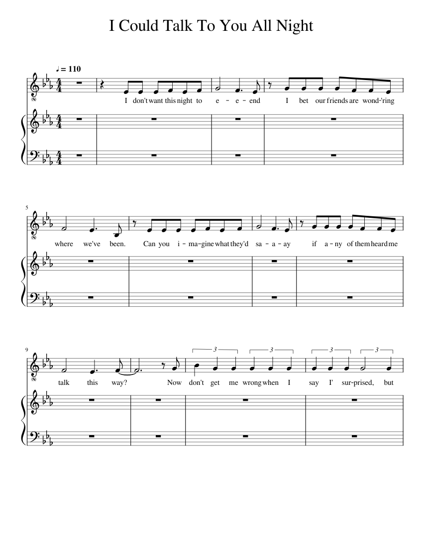 I Could Talk To You All Night Sheet Music for Piano, Vocals (Piano ...