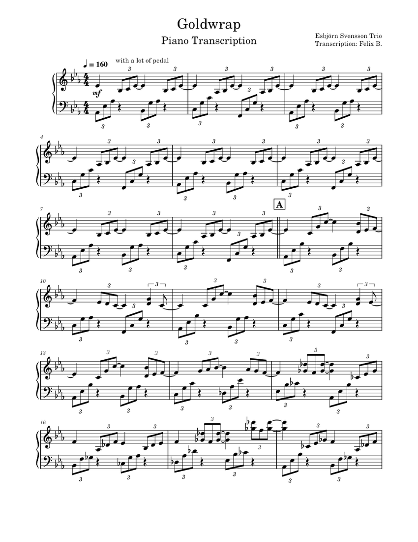 Goldwrap – Esbjörn Svensson Trio Sheet music for Piano (Solo ...