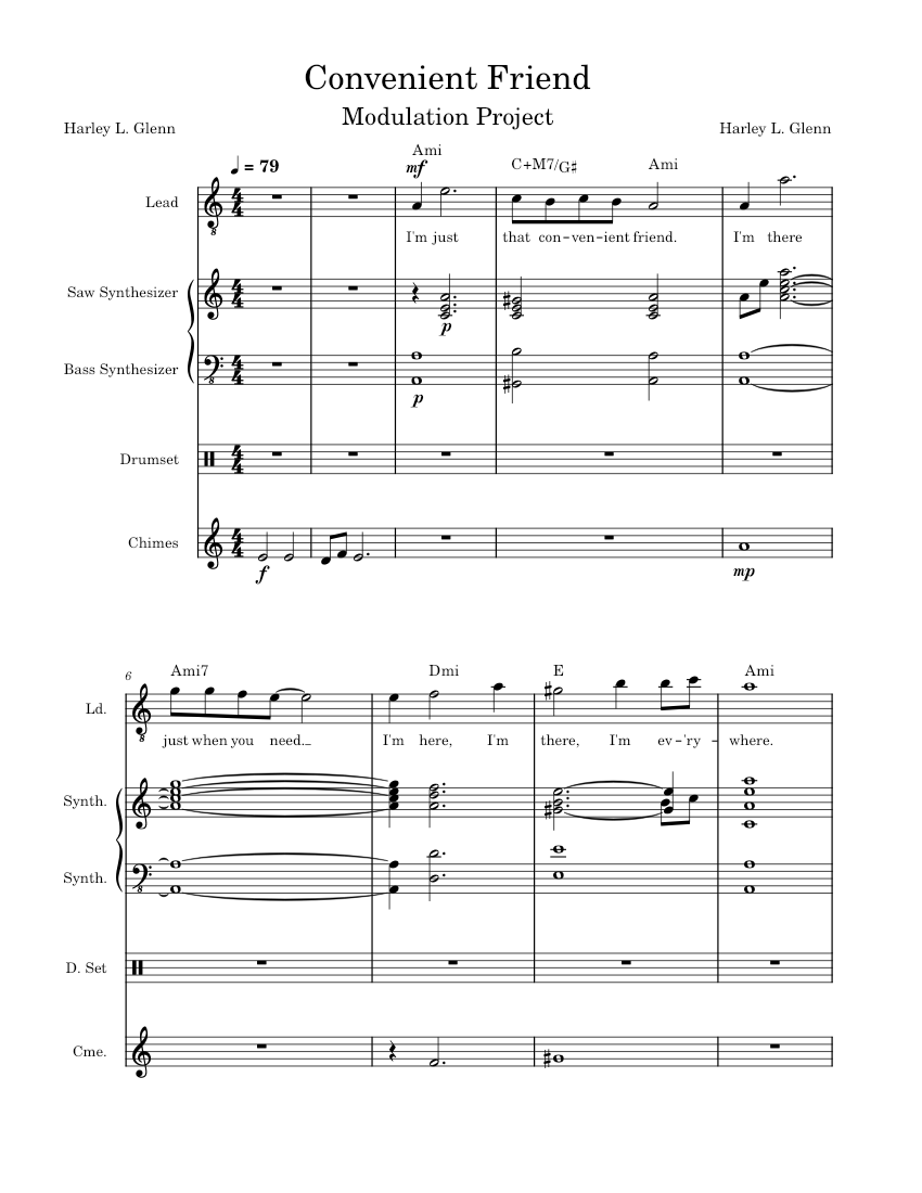 Convenient Friend - HARLEY L. GLENN Sheet music for Piano, Bass guitar ...