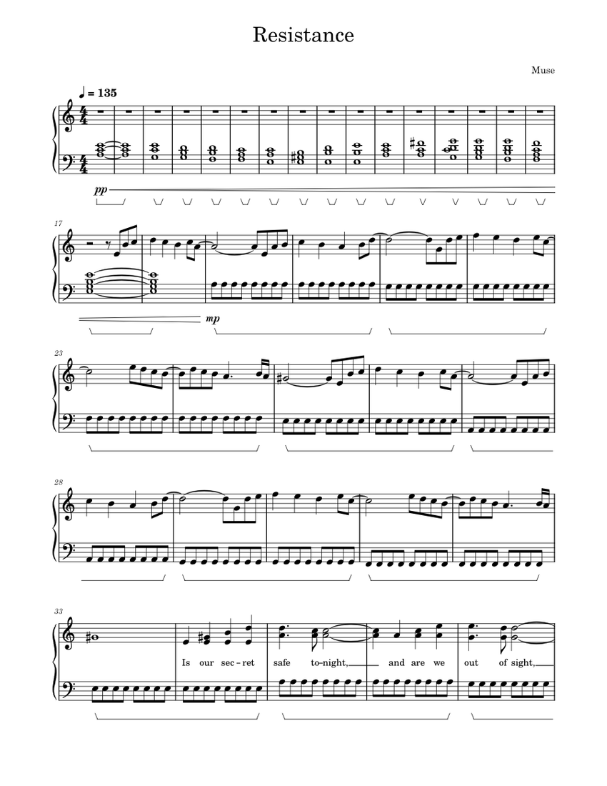 Resistance - Muse Sheet Music for Piano (Solo) | MuseScore.com