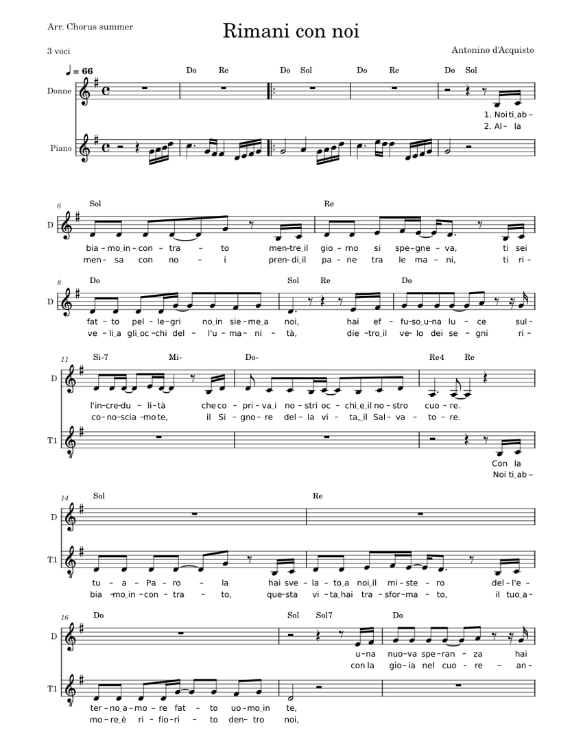 Rimani con noi – Antonino d'Acquisto - piano tutorial