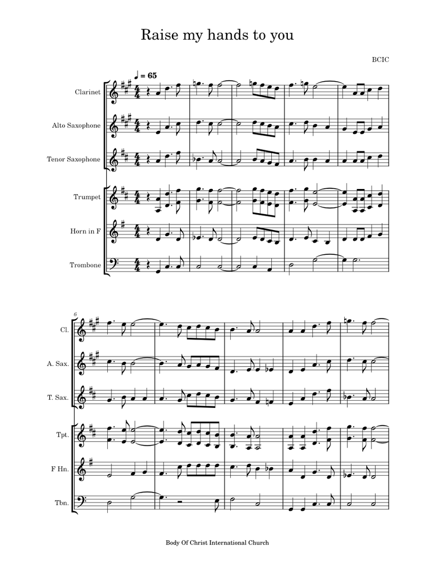 Raise my hands Sheet music for Trombone, Saxophone alto, Saxophone ...