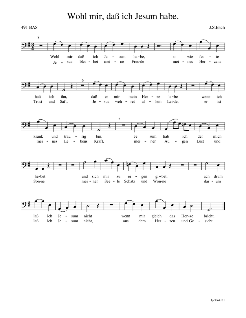 Wohl mir, daß ich Jesum habe. Sheet music for Piano (Solo) | Musescore.com