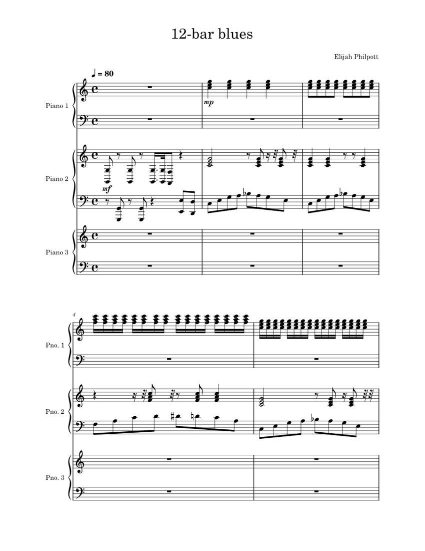 12-bar blues Sheet music for Piano (Piano Trio) | Musescore.com