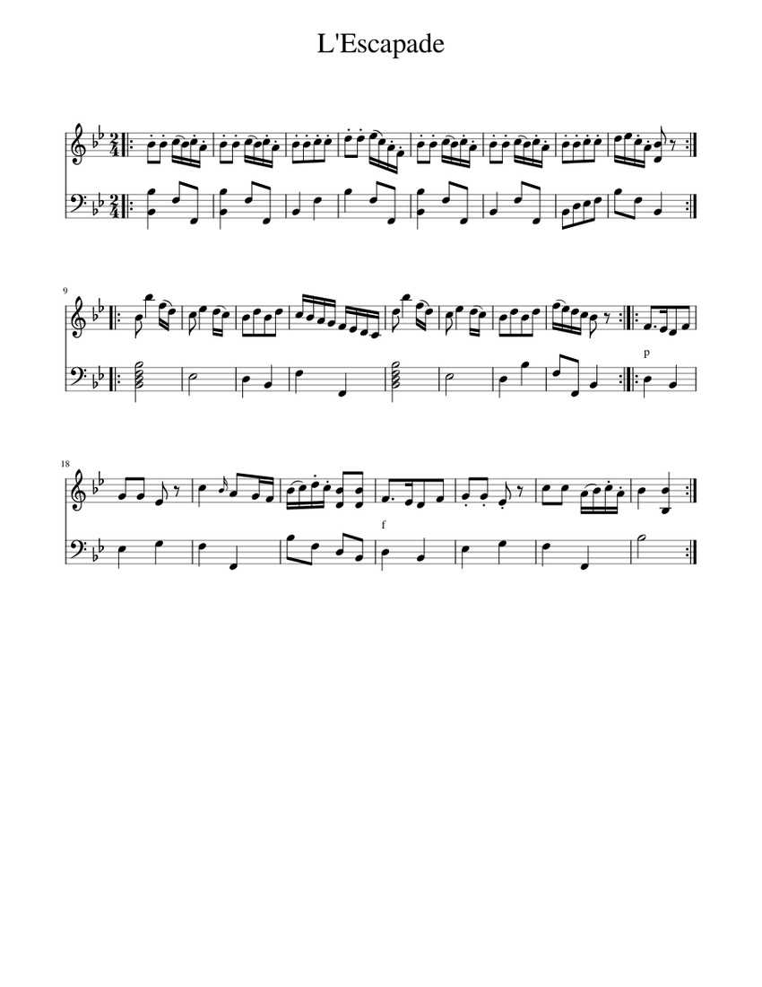 L'Escapade Sheet music for Piano (Piano Duo) | Musescore.com