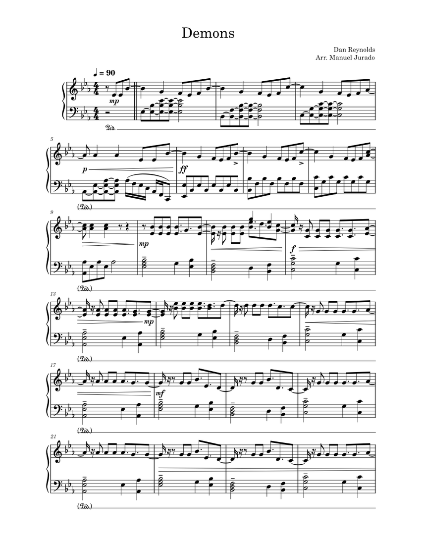 Demons – Imagine Dragons Sheet music for Piano (Solo) | Musescore.com