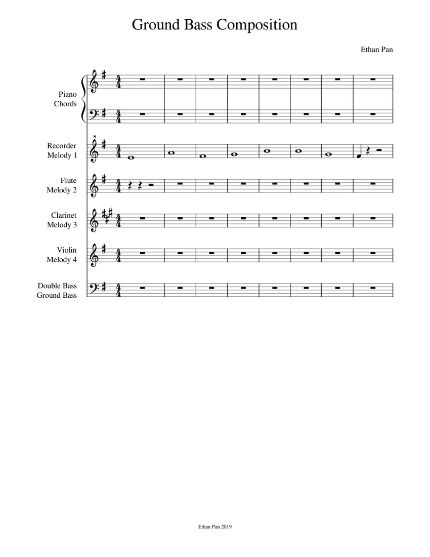 Ground_Bass_Composition Sheet music for Piano, Flute, Contrabass ...