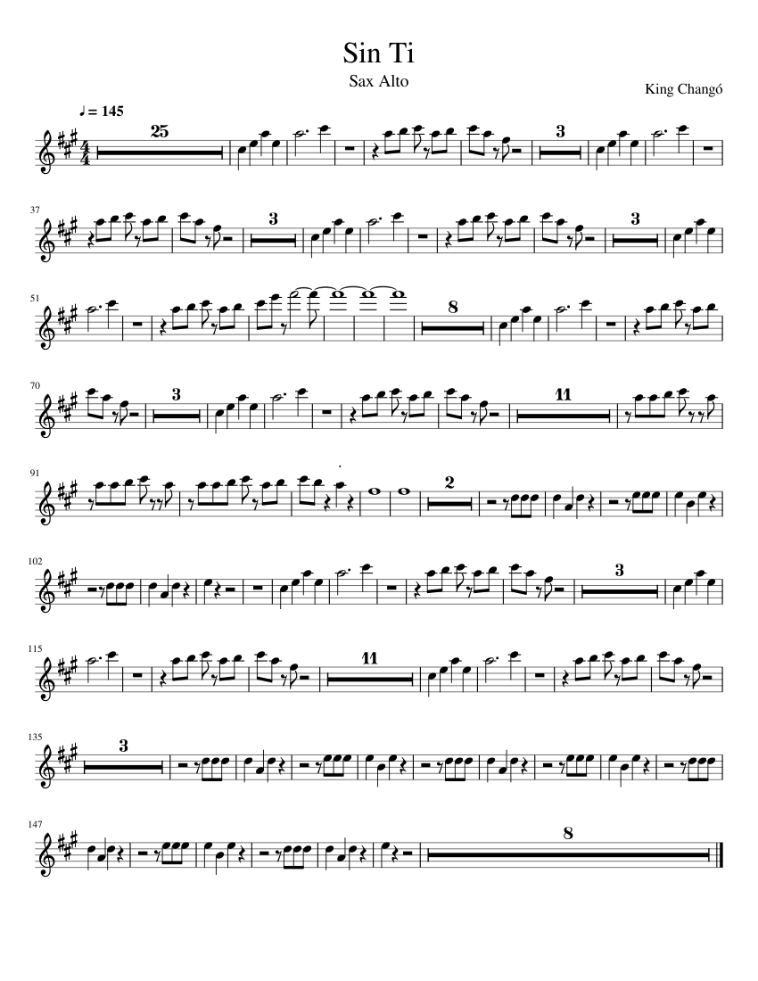 Sin Ti Sheet Music for Saxophone alto (Solo) | MuseScore.com
