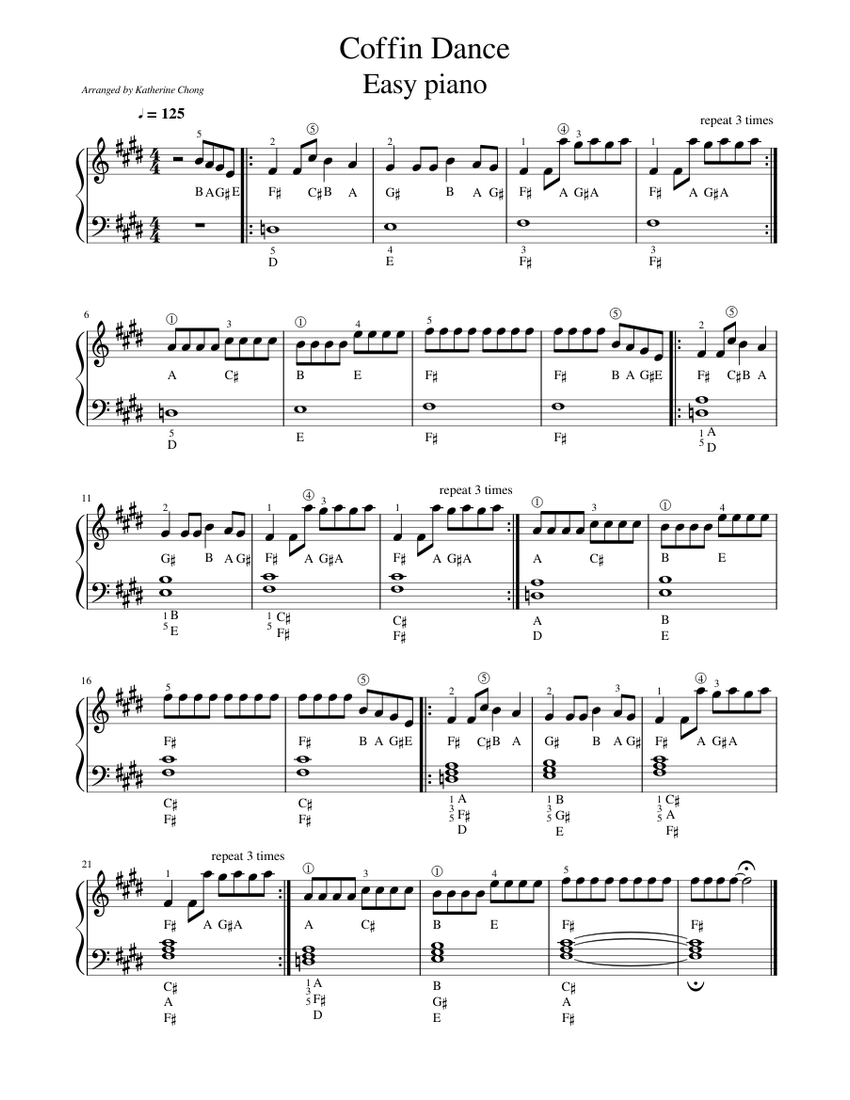 Coffin Dance (easy piano) Sheet music for Piano (Solo) | Musescore.com