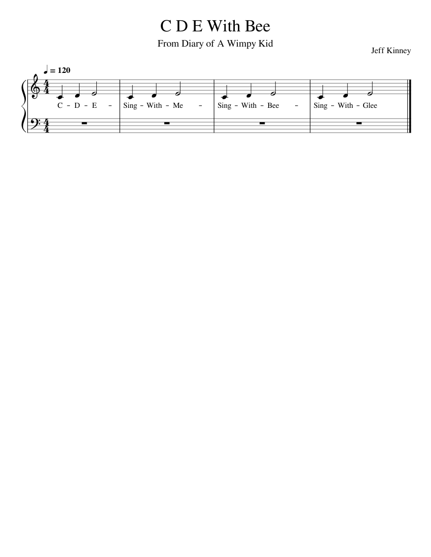 (OFFICIAL) C D E With Bee Sheet Music for Piano (Solo) Easy | MuseScore.com
