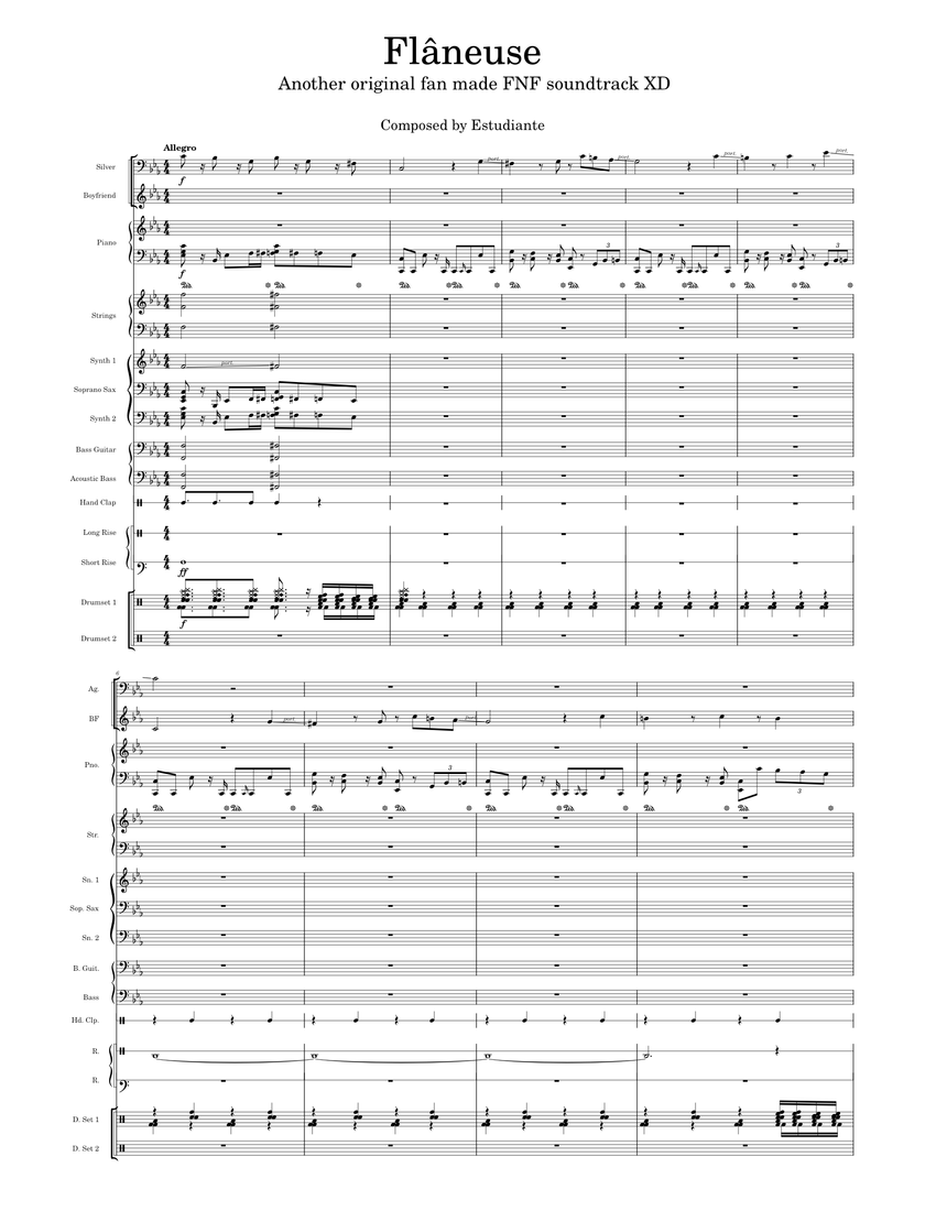 Flâneuse Sheet music for Piano, Vocals, Crash, Bass guitar & more ...