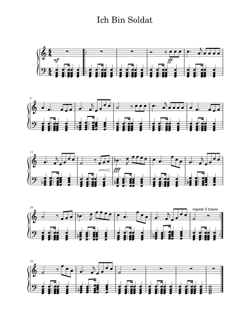 Ich Bin Soldat – Zupfgeigenhansel Sheet Music for Piano (Solo) easy ...