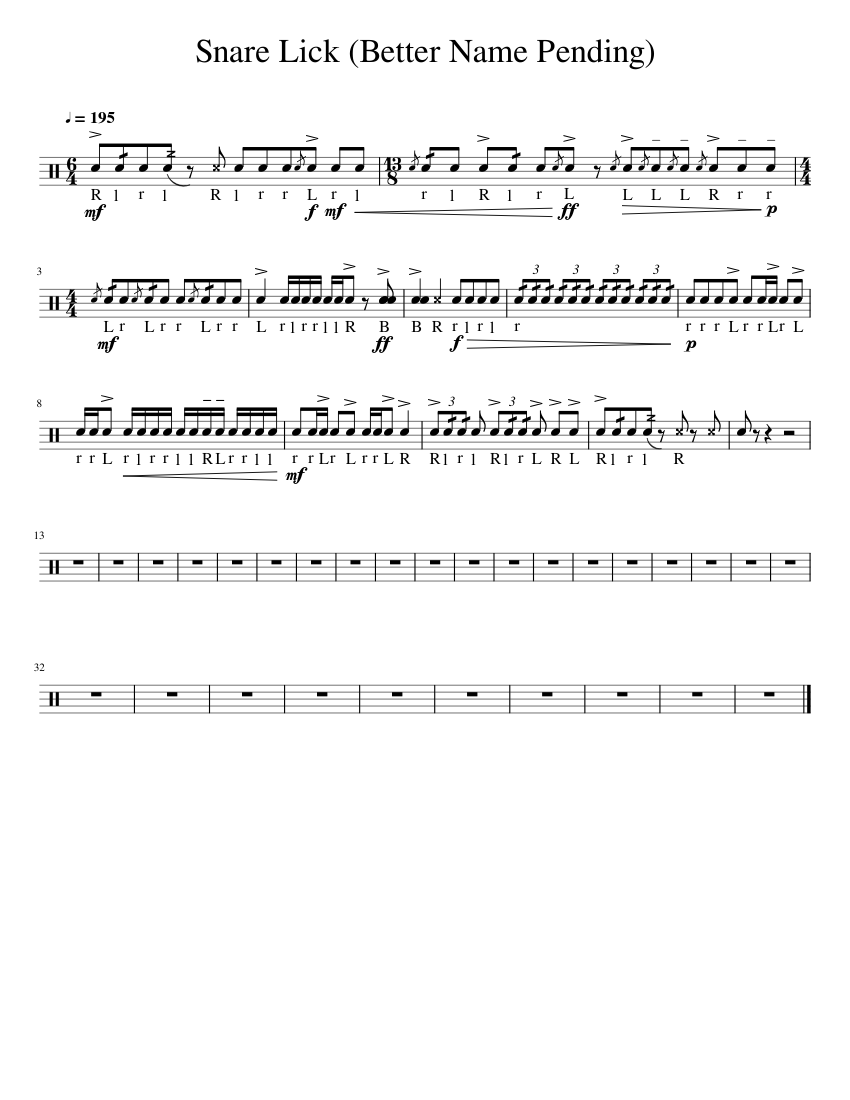 Snare_Lick_(Better_Name_Pending) Sheet music for Snare drum (Solo ...