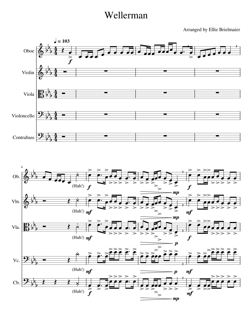 The Wellerman Sheet Music for Oboe, Contrabass, Violin, Viola & more ...