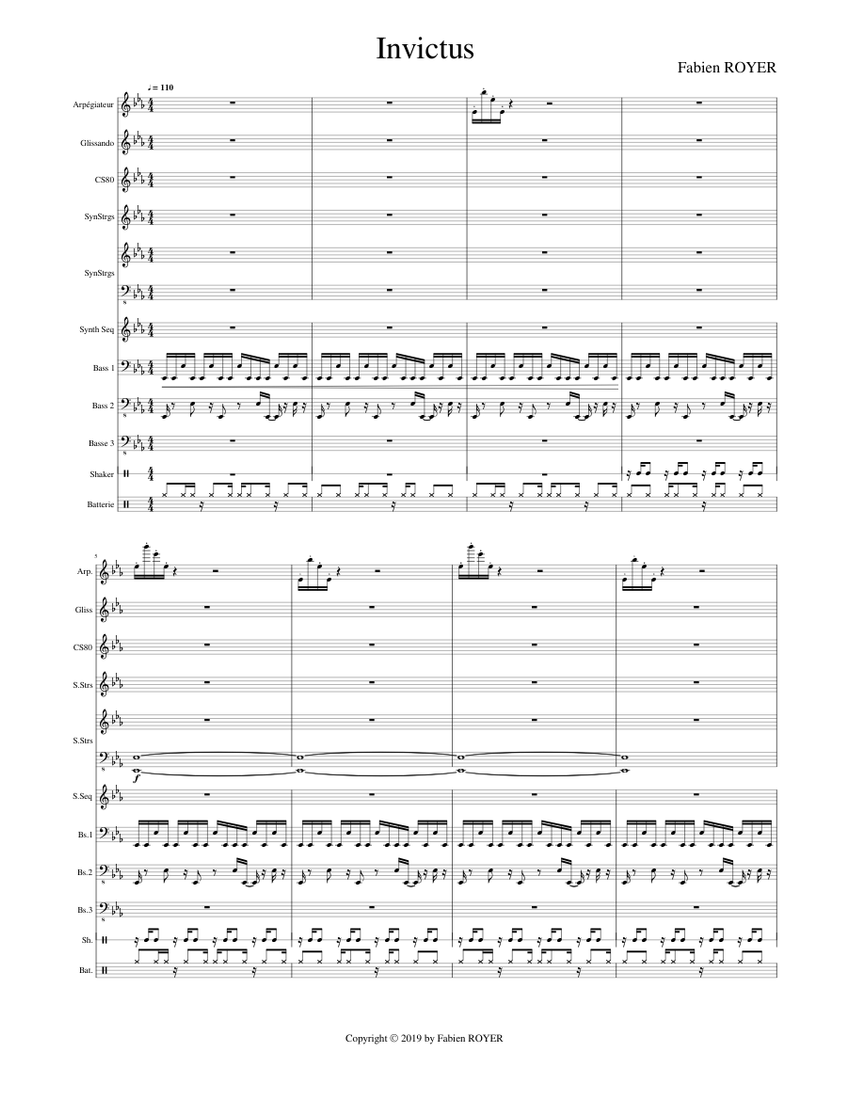 Invictus Sheet music for Bass guitar, Drum group, Strings group ...