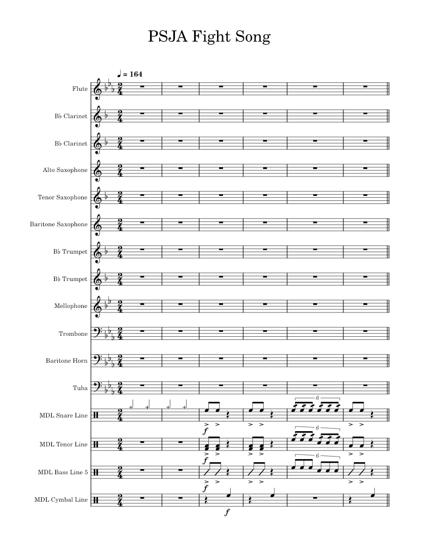 PSJA Fight Song Sheet music for Trombone, Tuba, Mellophone, Flute ...