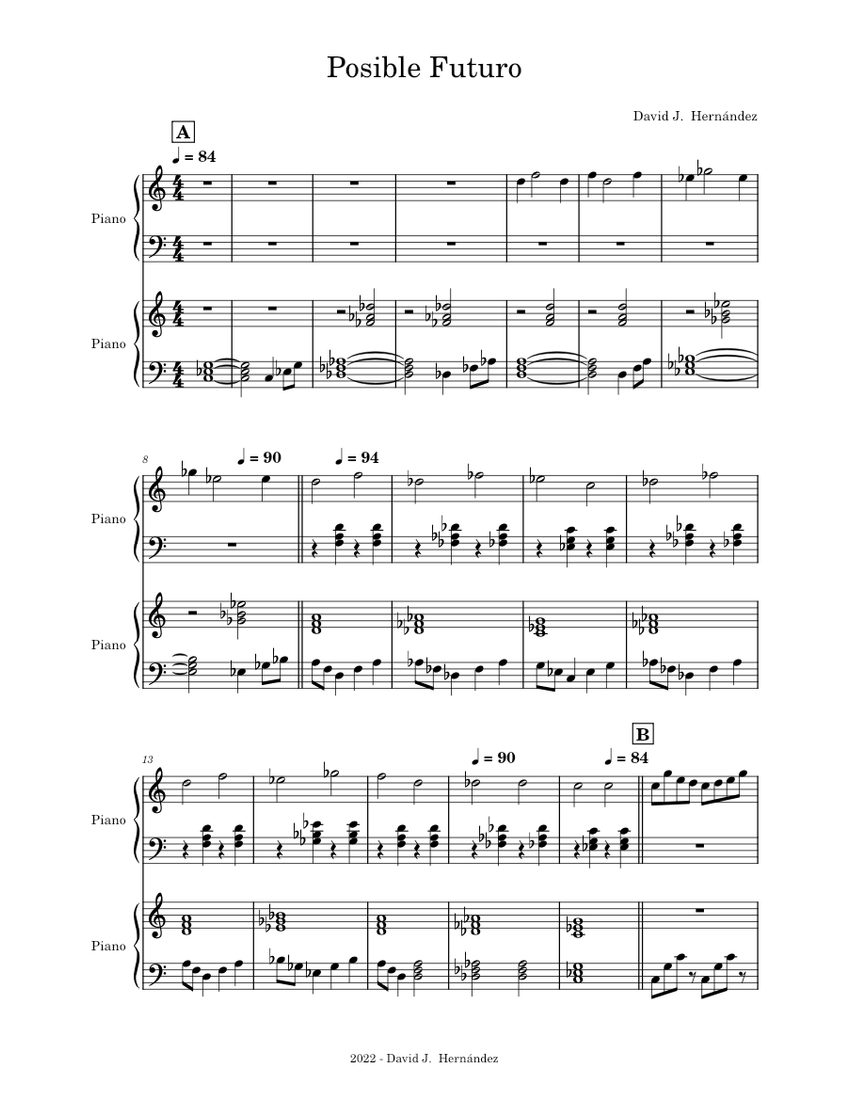 Posible Futuro Sheet music for Synthesizer (Piano Four Hand ...