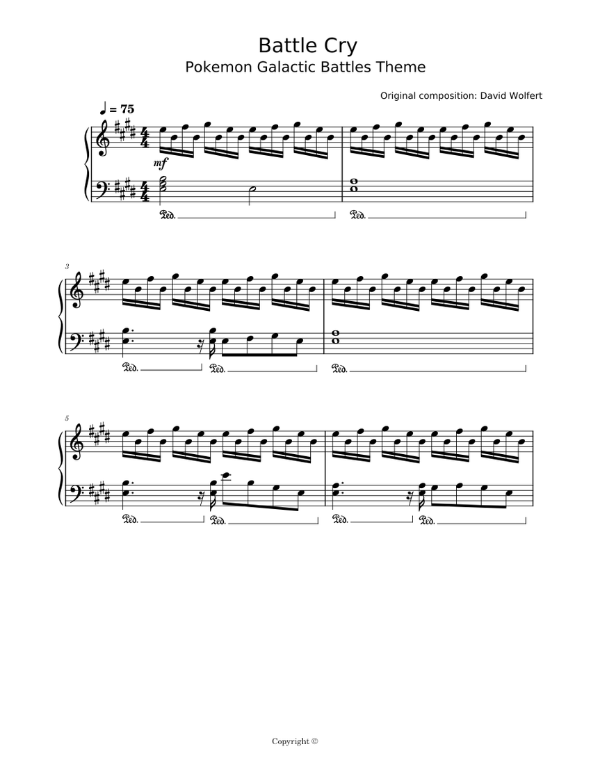 Pokemon Galactic Battles theme: Battle Cry (Stand up!) Sheet music for ...