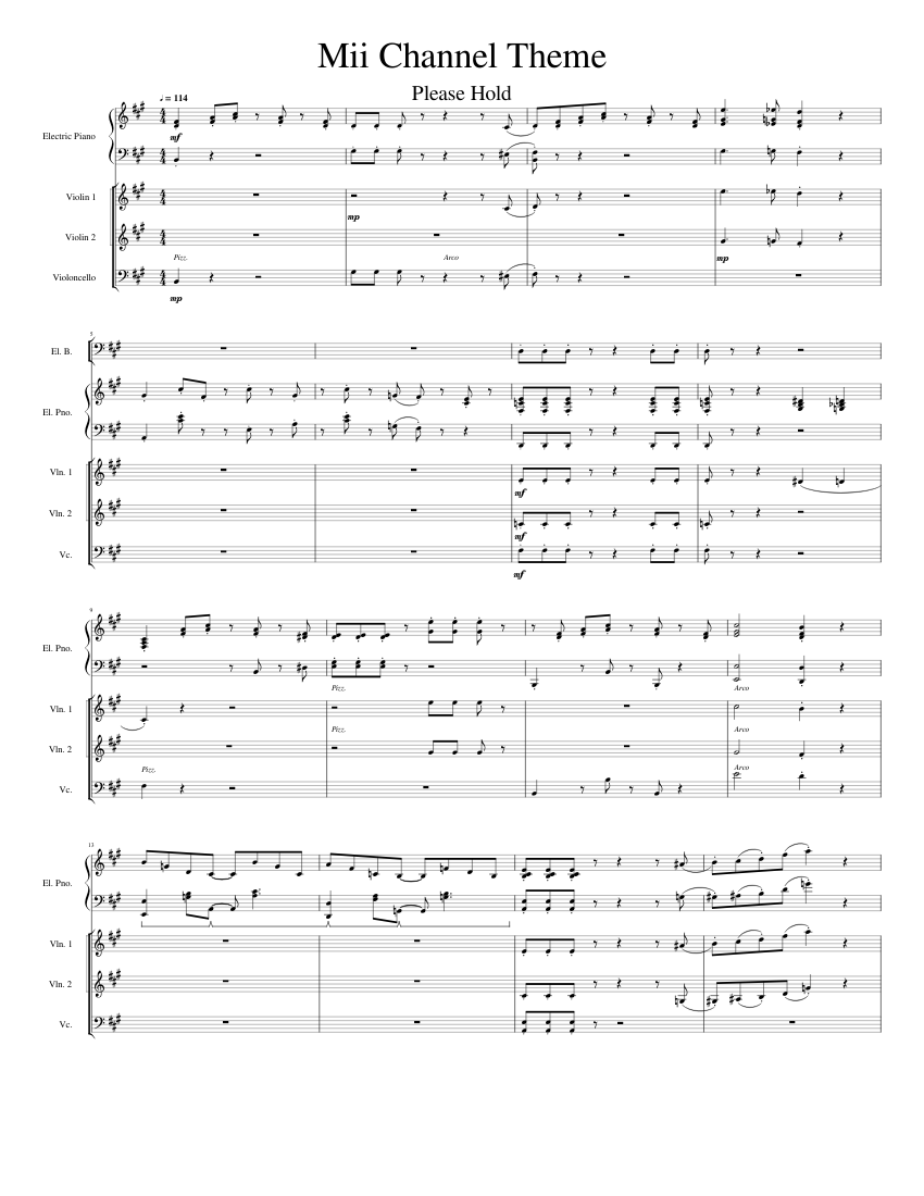 Mii Channel Theme Sheet Music for Piano, Trombone, Flute, Oboe & more ...