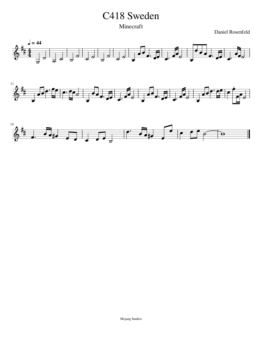 Sweden – C418 Sheet Music for Violin (Solo) | MuseScore.com