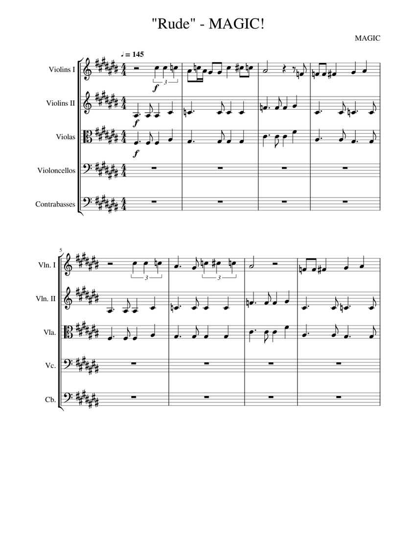 Rude - MAGIC! Sheet music for Strings group (Mixed Quintet) | Musescore.com