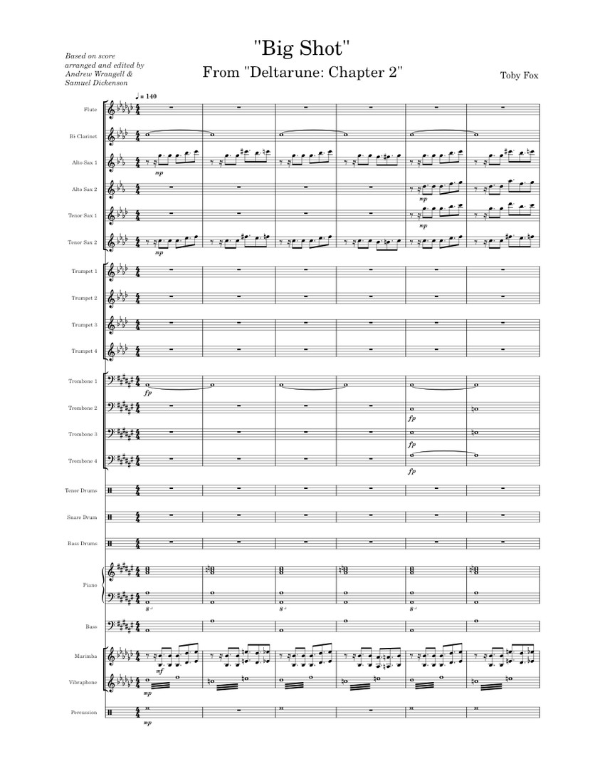 Big Shot (Full Band Ensemble) - Toby Fox Sheet Music for Piano ...