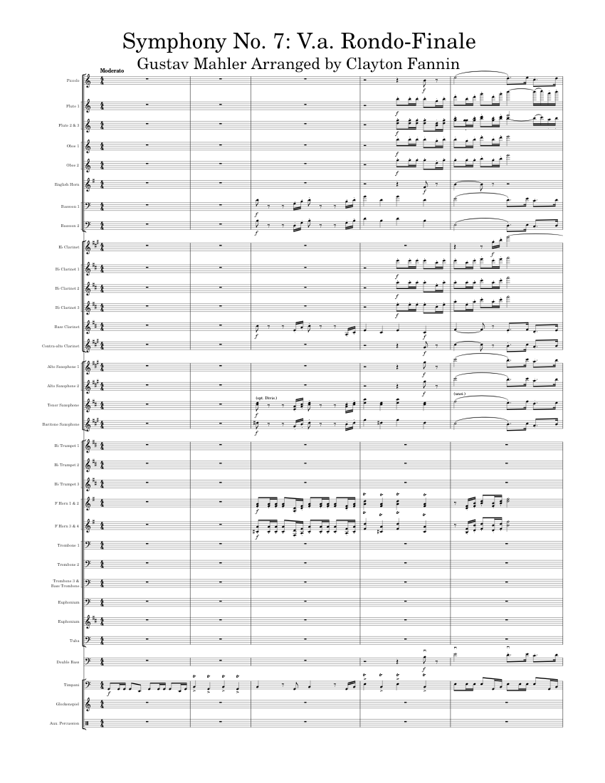 Symphony No. 7, Mvm 5a: Rondo-Finale – Gustav Mahler Sheet Music for Trombone, Euphonium, Tuba ...