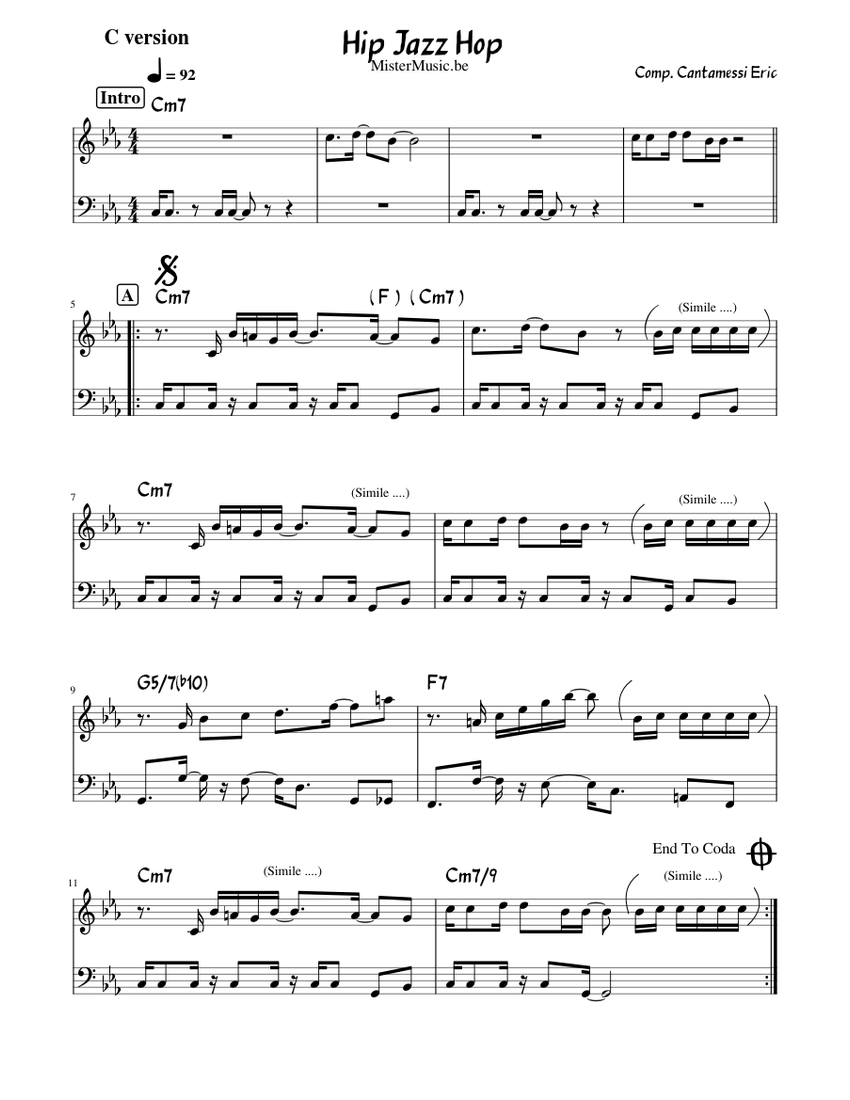 Hip Jazz Hop (Piano) Sheet music for Piano (Solo) | Musescore.com