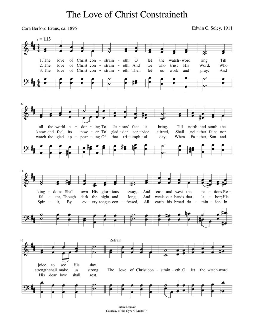 The love of christ constraineth - Edwin C. Soley Sheet music for Piano ...
