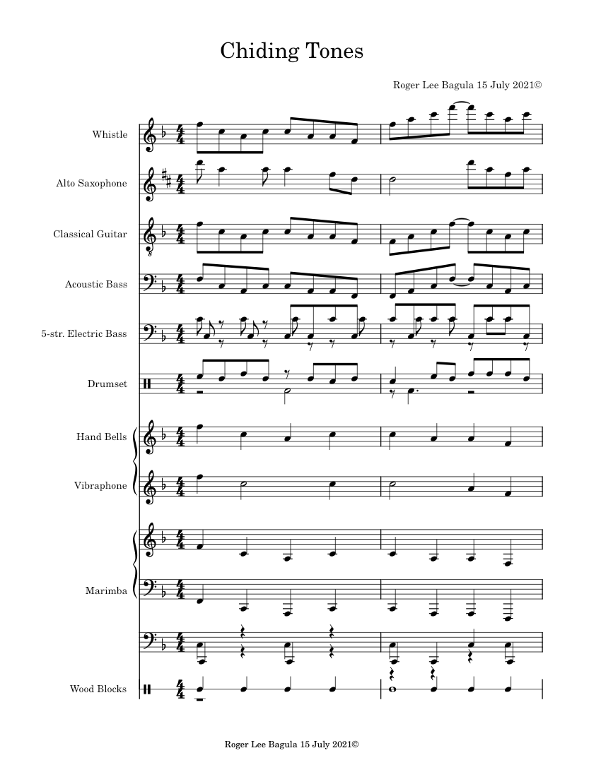 Chiding Tones self-similar Sheet music for Kazoo, Saxophone alto ...