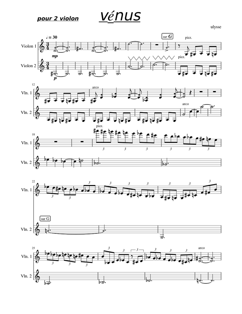 vénus Sheet music for Violin (String Duet) | Musescore.com