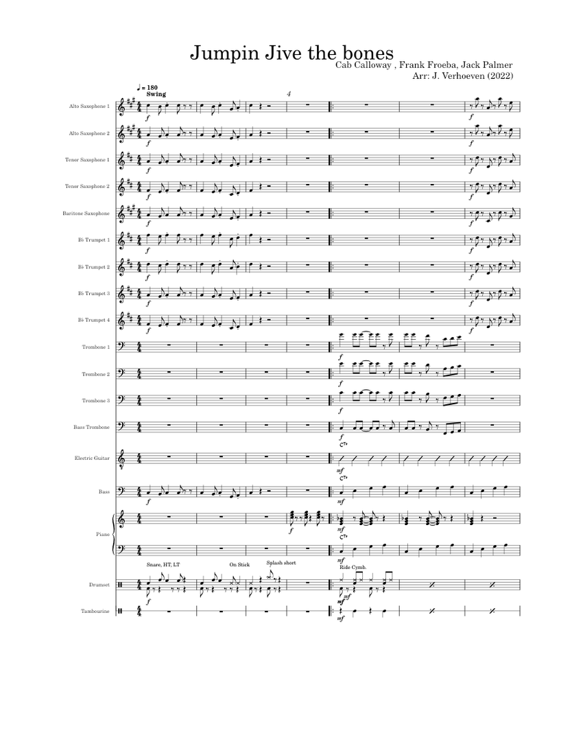 Jumpin Jive The bones - Cab Calloway , Frank Froeba, Jack Palmer Sheet ...
