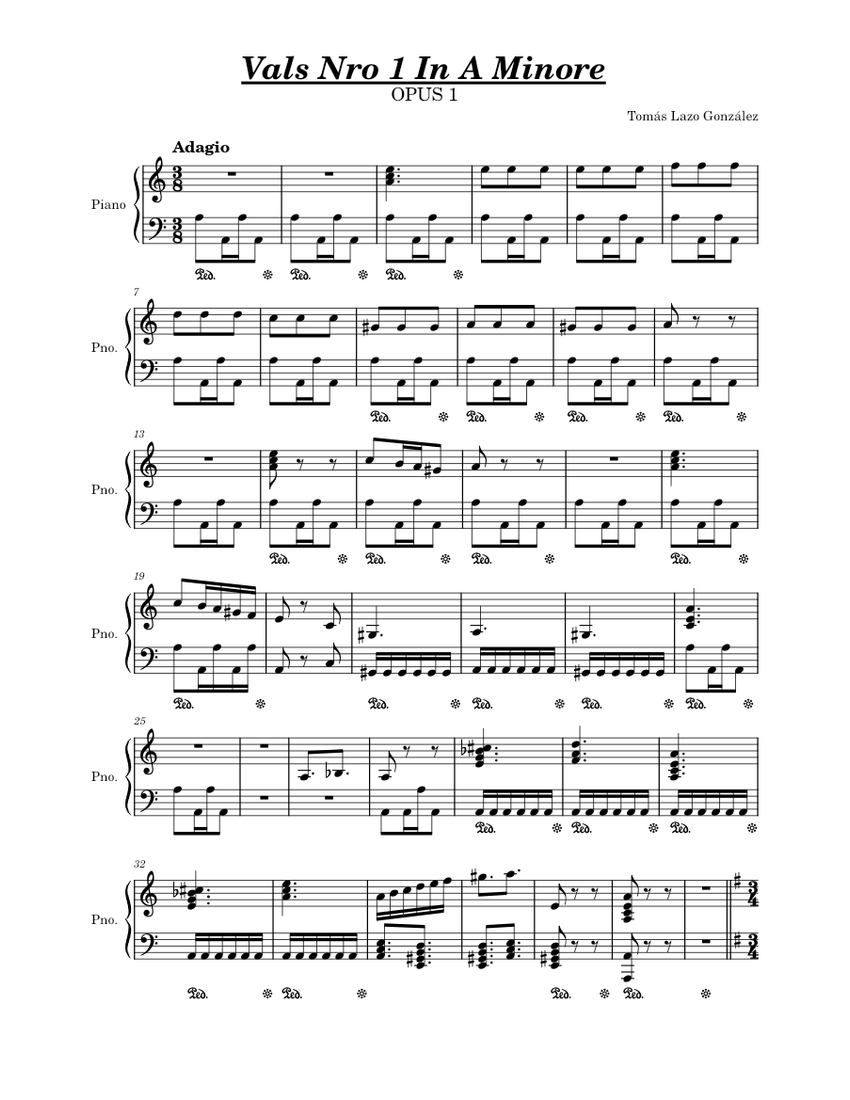 Vals In A Minor Sheet Music for Piano (Solo) | MuseScore.com