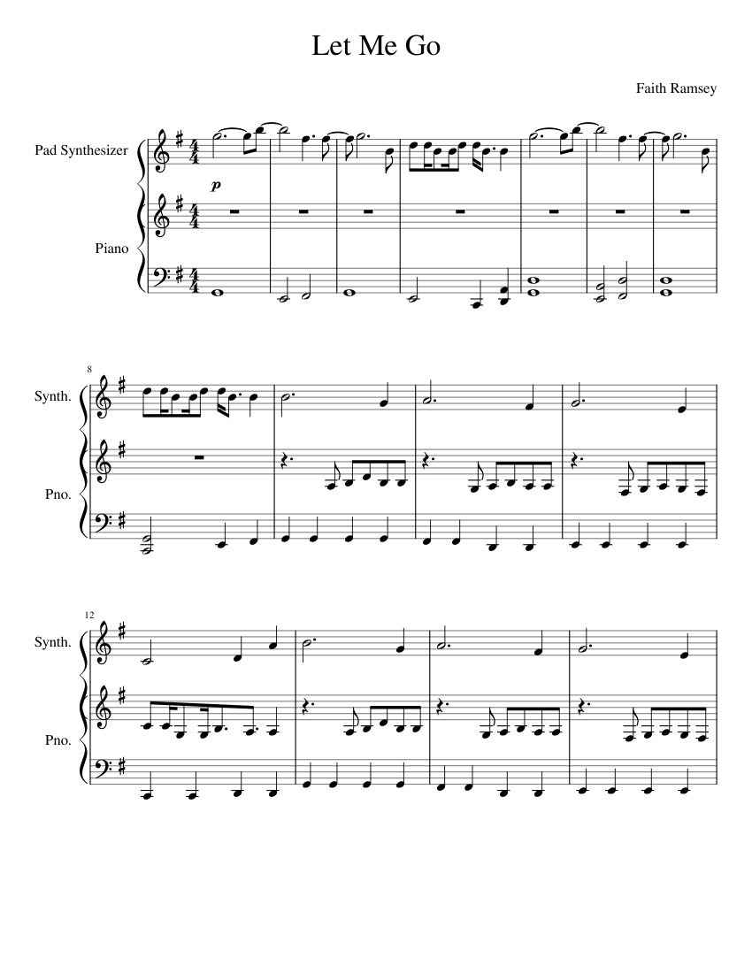 Let Me Go Sheet music for Piano, Synthesizer (Mixed Duet) | Musescore.com