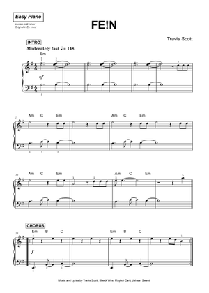 Play Official version of FE!N Sheet Music by Travis Scott for Piano ...