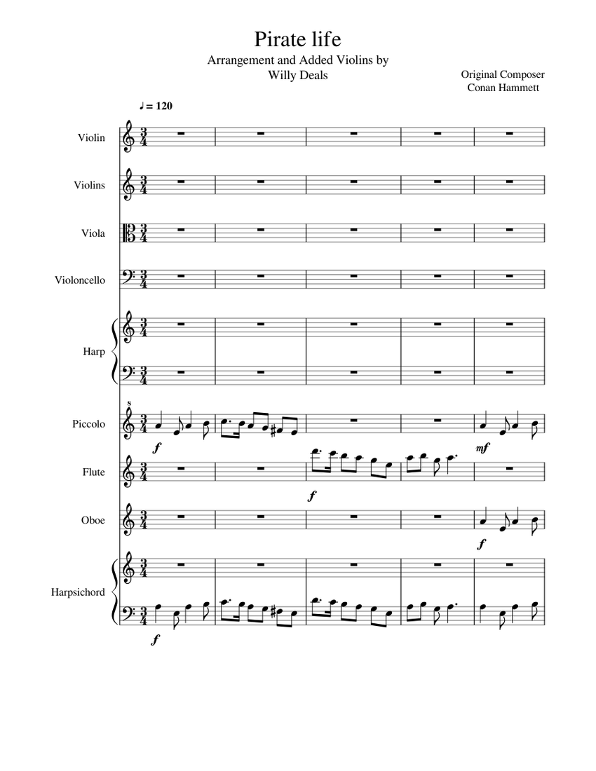 Pirate Life - A Willy Deals Arrangement Sheet Music for Harpsichord ...