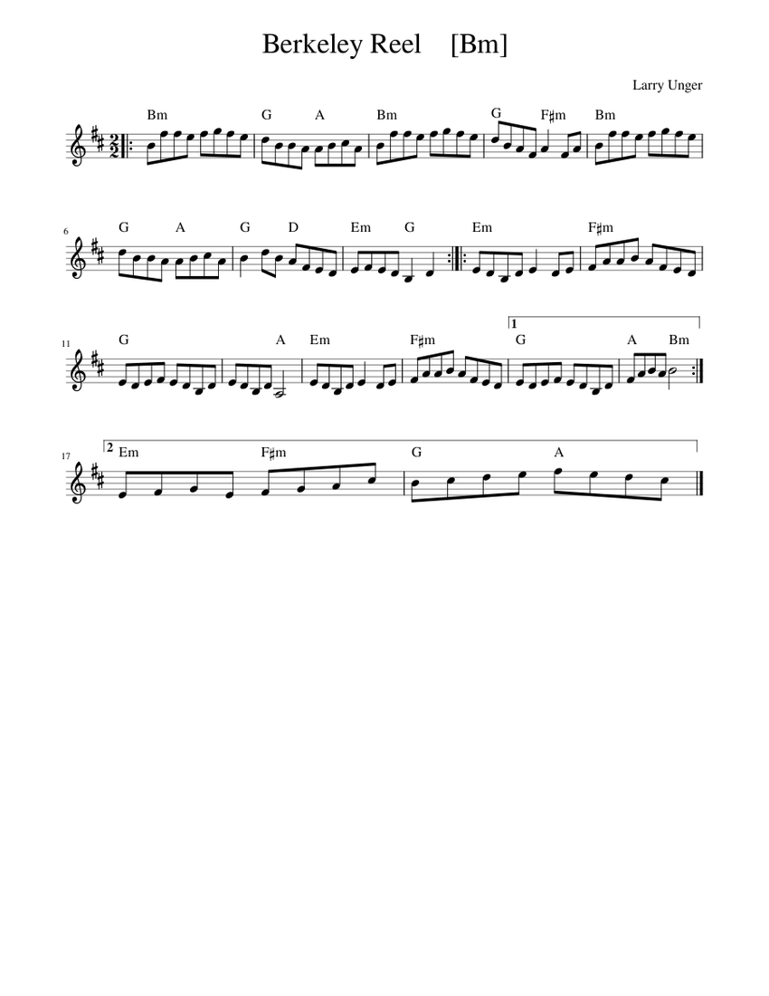 Larry Unger - Berkeley Reel Sheet music for Piano (Solo) | Musescore.com