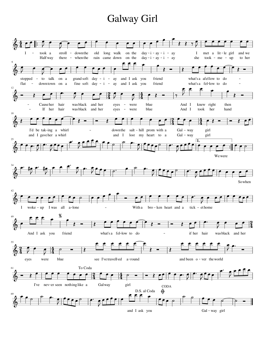 Galway Girl Sheet music for Piano (Solo) | Musescore.com