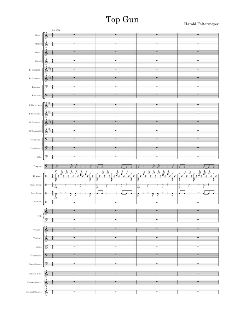 Top Gun Sheet Music for Trombone, Tuba, Flute, Oboe & more instruments ...